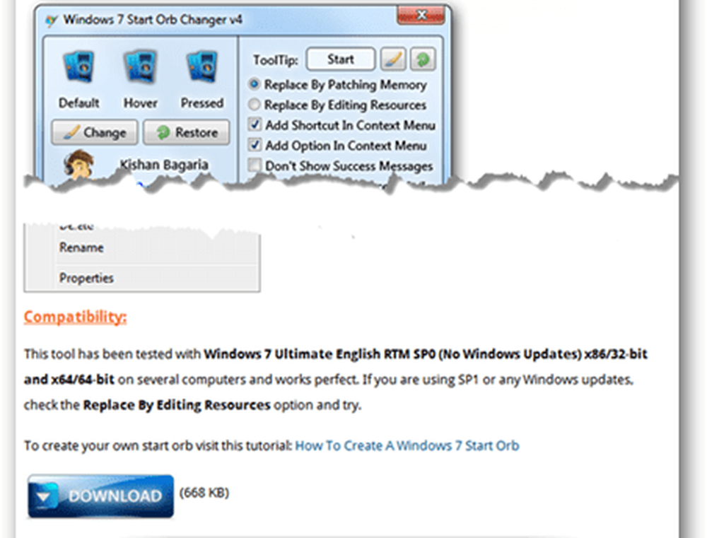 Windows 7 start changer